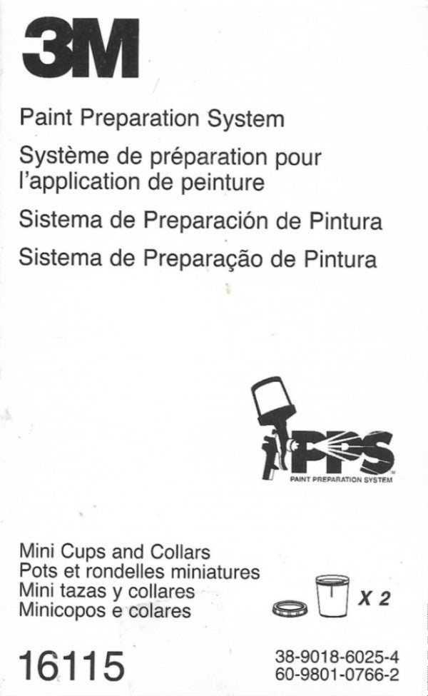 3M 16115 Paint Preparation System, Mini Cups and Collars (2 Pack ...