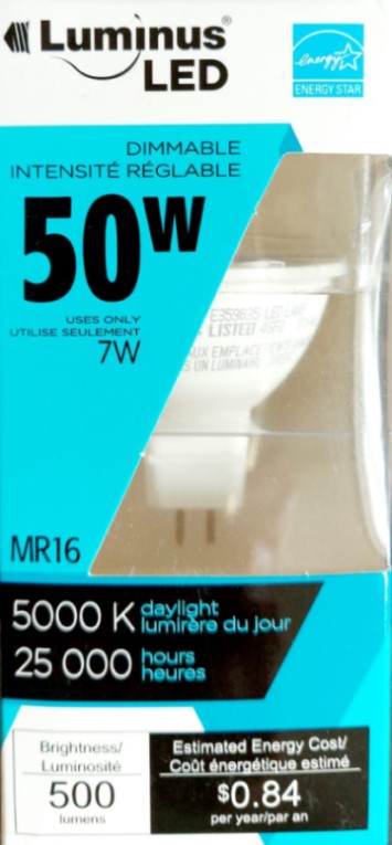 Luminus LED, Pot Light MR16,7W, Dimmable, 4 Pack (5000K Daylight ...