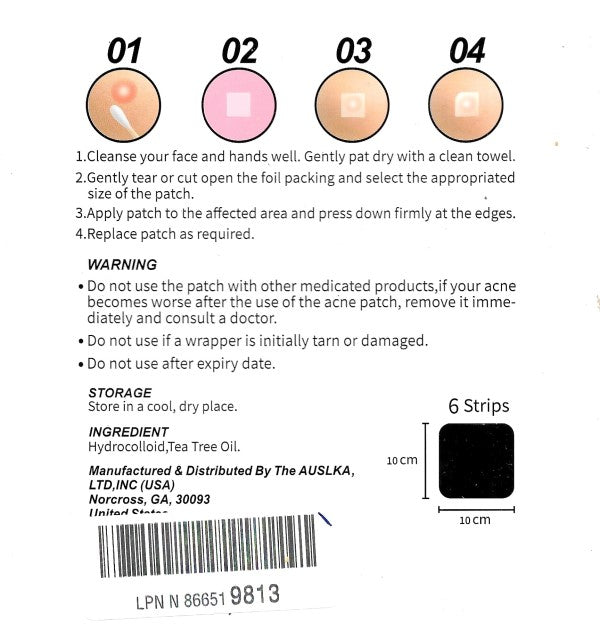 AUSLKA Acne Pimple Patches 2XL pack of 6, Hydrocolloid, Acne Treatment ...