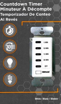 Woods in-Wall 30-Minute Decora Digital Countdown Timer, White – Near ...